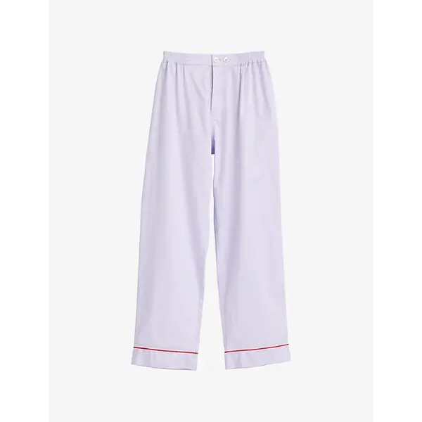 HAY Outline Contrast-piping Cotton Pyjama Trousers - Lavender