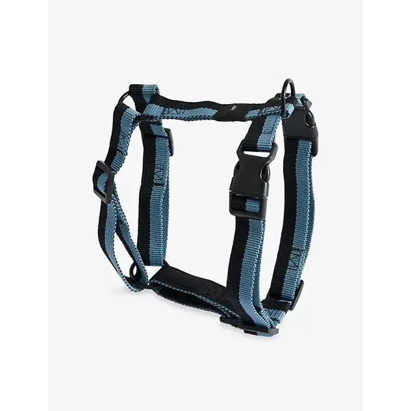 HAY Striped Woven Medium Dog Harness - Blue And Black