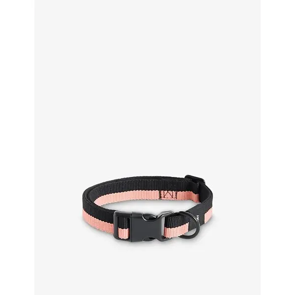 HAY Stripe Flat Woven Dog Collar - Pink And Black