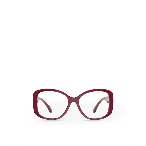 Chanel Butterfly-frame Acetate And Nylon Optical Glasses - Red
