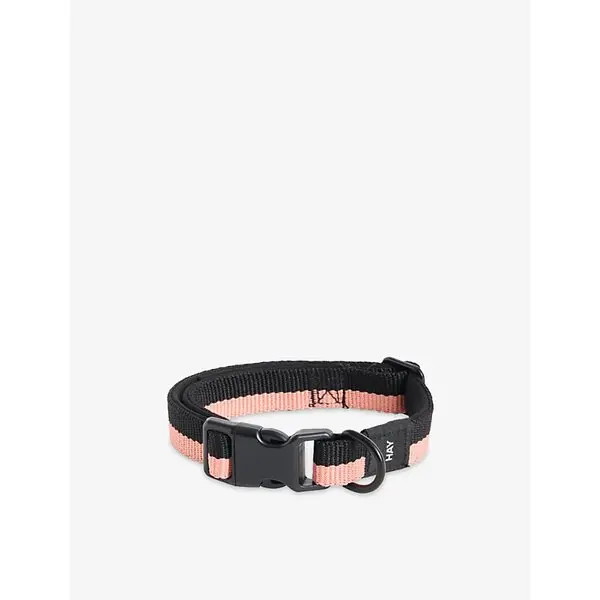 HAY Stripe Flat Woven Dog Collar - Pink And Black