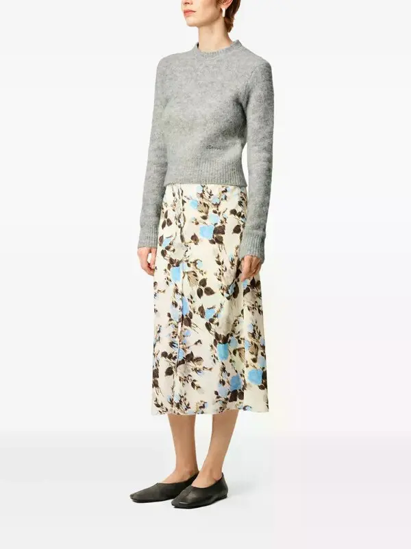 AMI Paris A-line Midi Skirt - Neutrals