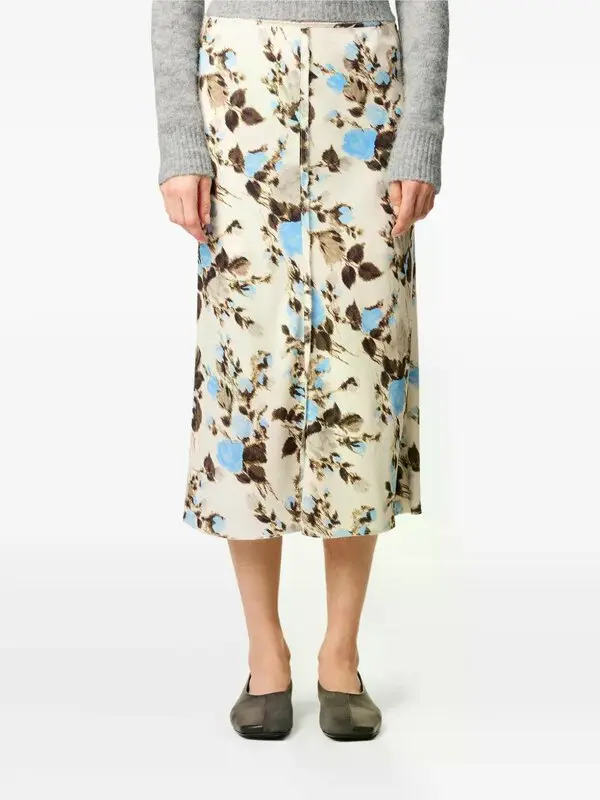 AMI Paris A-line Midi Skirt - Neutrals