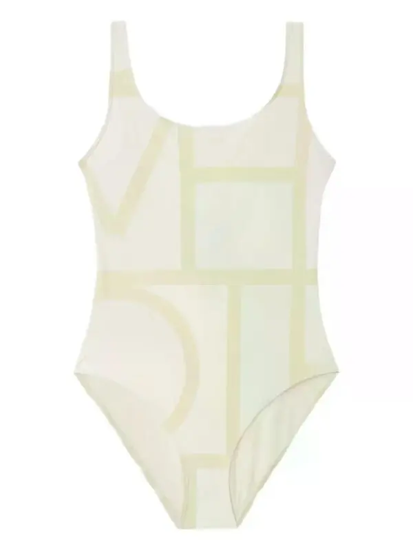 TOTEME Geometric-print One-piece Swimsuit - Neutrals