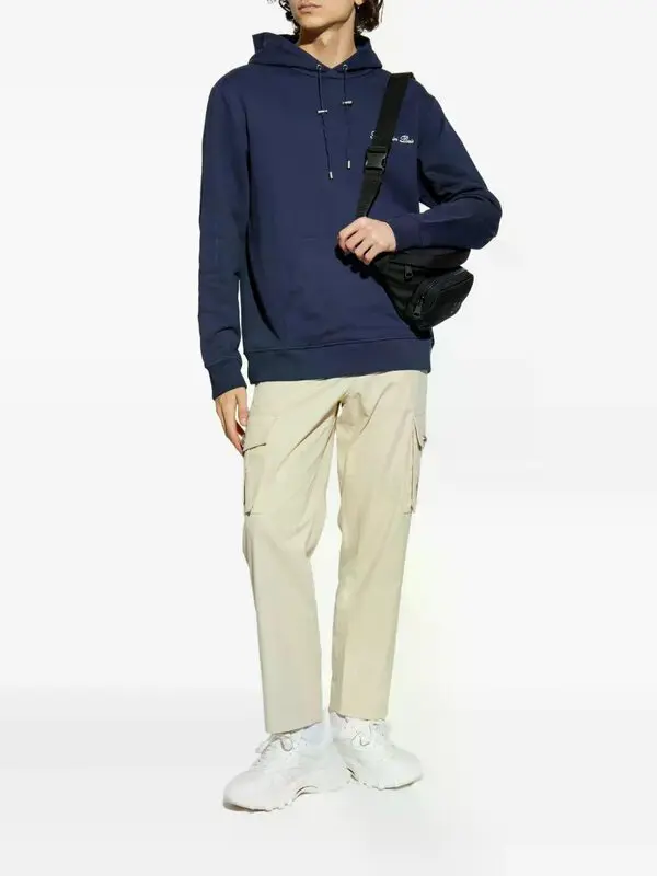 Balmain Logo Embroidered Hoodie - Blue