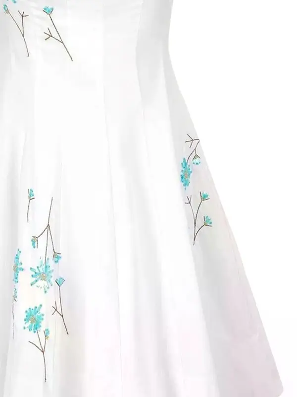 Staud Wells Floral-Embroidered Mini Dress - White | Editorialist