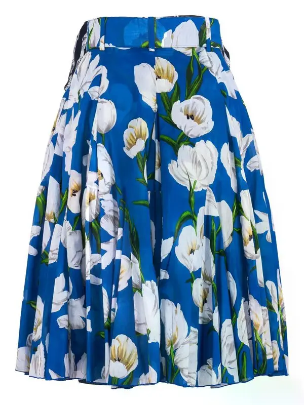 Samantha Sung Floral-pattern A-line Midi Skirt