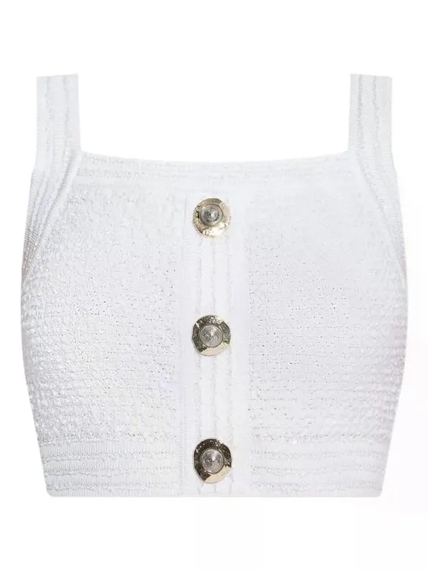 Balmain Button-embellished Cropped Top - White