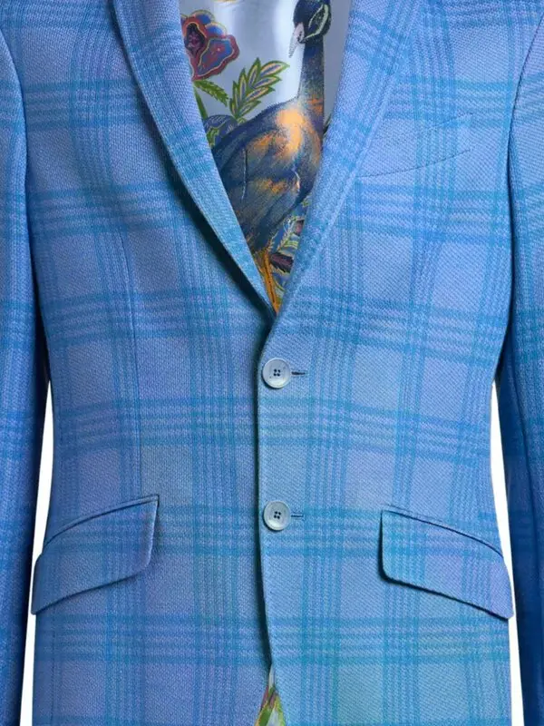 Etro Prince Of Wales Jacquard Blazer - Blue