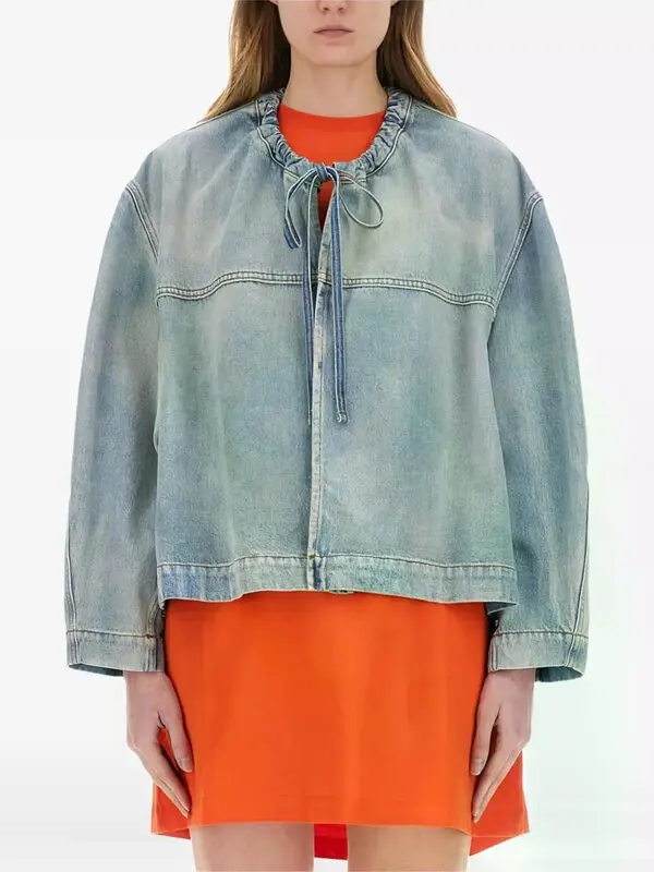MSGM Drawstring-collar Denim Jacket - Blue