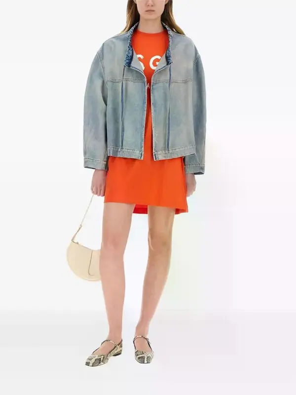 MSGM Drawstring-collar Denim Jacket - Blue