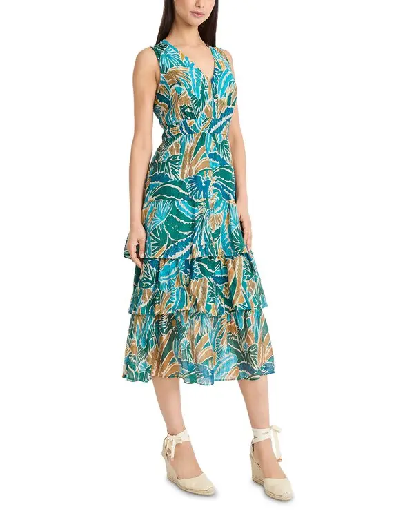 THE GOOD JOURNEY Printed Ruffled Midi Dress