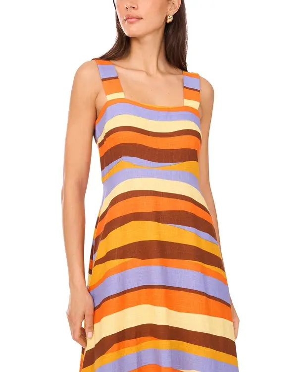 Vince Camuto Striped Square Neck Midi Dress