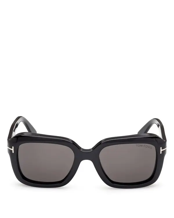 TOM FORD Square Sunglasses, 52mm - Black/smoke