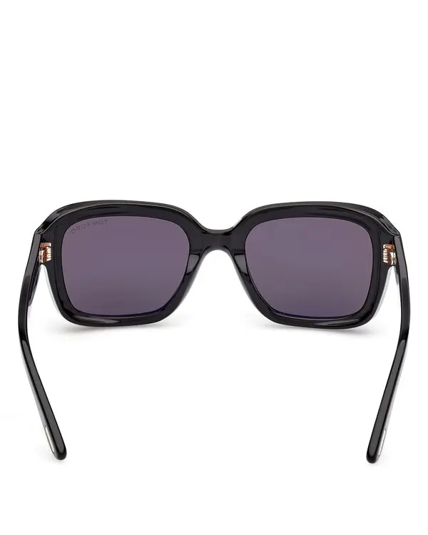 TOM FORD Square Sunglasses, 52mm - Black/smoke
