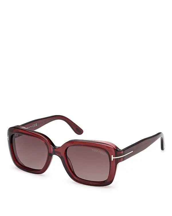 TOM FORD Square Sunglasses, 52mm - Red/bordeaux