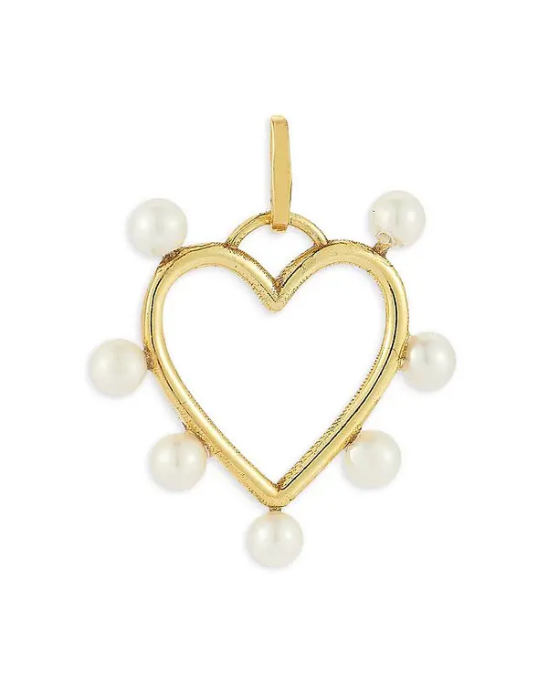 MOON & MEADOW 14k Yellow Cultured Freshwater Pearl Heart Charm Pendant - Gold