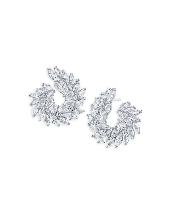 KENNETH JAY LANE Round And Marquise Cubic Zirconia Swirl Earrings - Silver