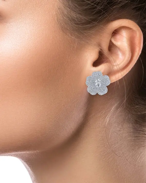 KENNETH JAY LANE Pave Flower Button Earrings