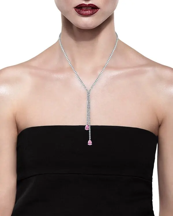 KENNETH JAY LANE Round & Pear Shaped Cubic Zirconia Lariat Necklace