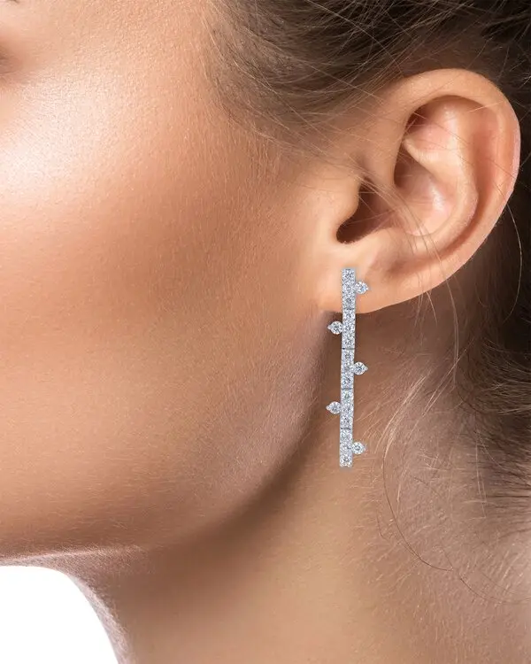KENNETH JAY LANE Cubic Zirconia Bar Linear Drop Earrings