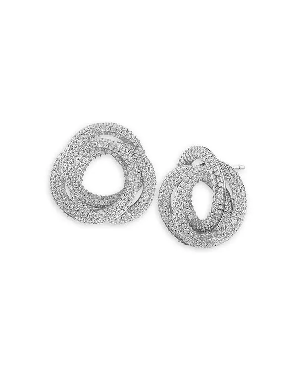 KENNETH JAY LANE Cubic Zirconia Interlocking Button Earrings - Silver