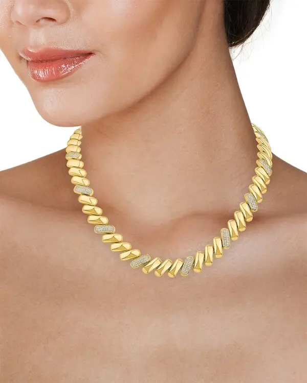 KENNETH JAY LANE Pave Link Collar Necklace