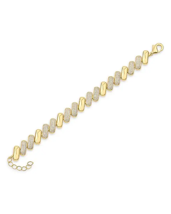 KENNETH JAY LANE Pave Bar Flex Bracelet - Gold