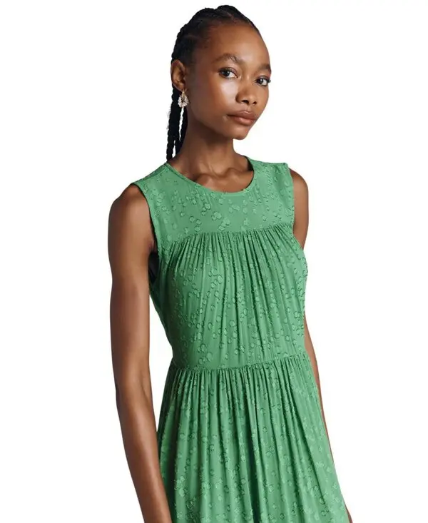 GHOST LONDON Sandy Georgette Jacquard Sleeveless Midi Dress