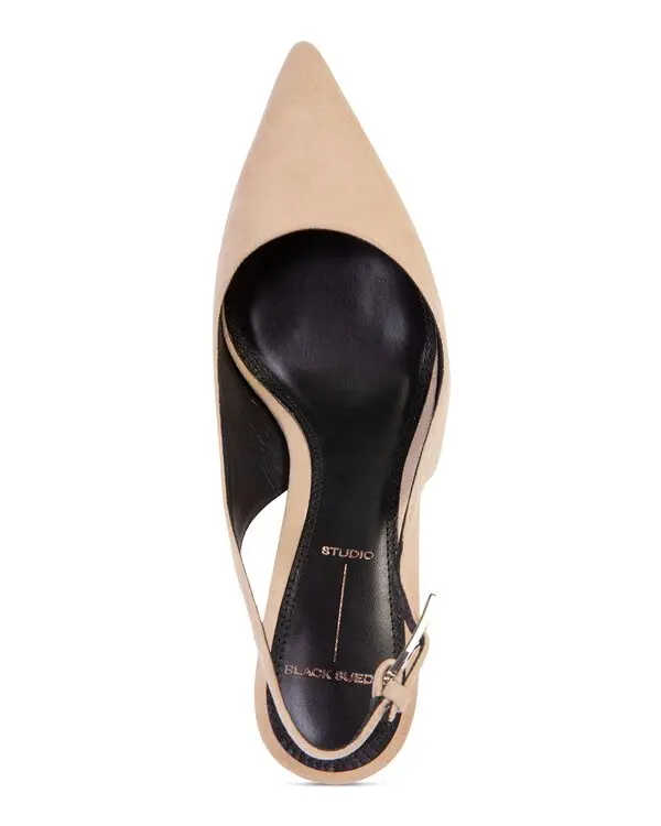 BLACK SUEDE STUDIO Pointed Slingback Pumps