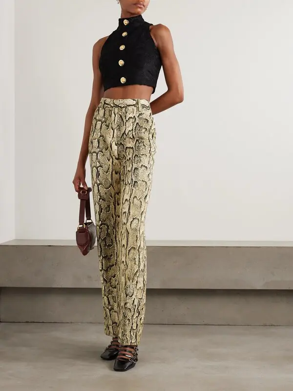 Balmain Cropped Button-embellished Jacquard Top