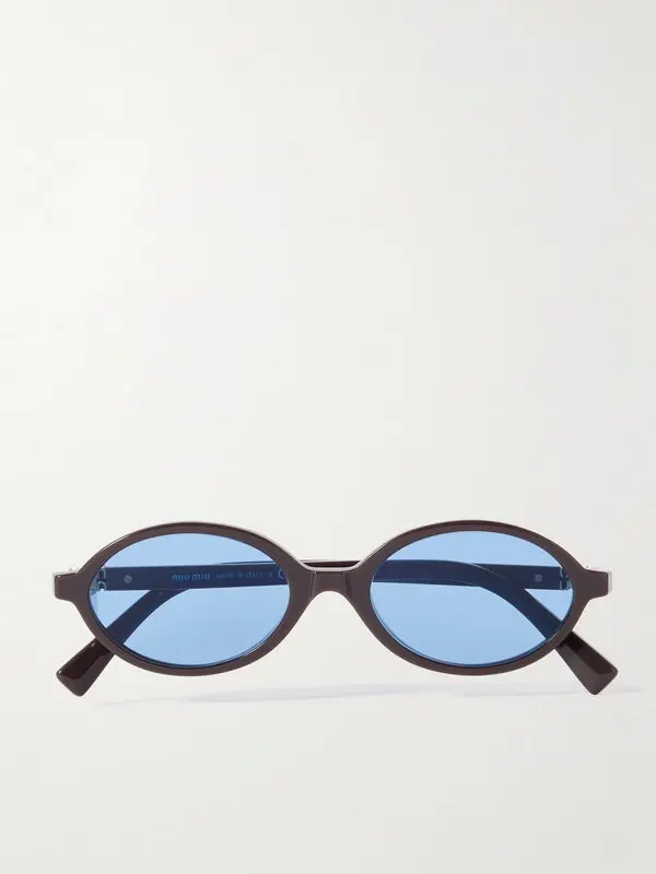 Miu Miu Oval-frame Acetate Sunglasses - Brown