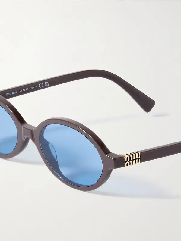 Miu Miu Oval-frame Acetate Sunglasses - Brown