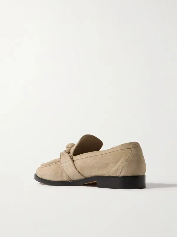 Bottega Veneta Astaire Embellished Suede Loafers - Neutrals
