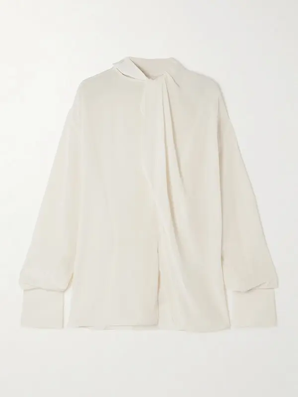 Victoria Beckham Asymmetric Draped Silk Blouse