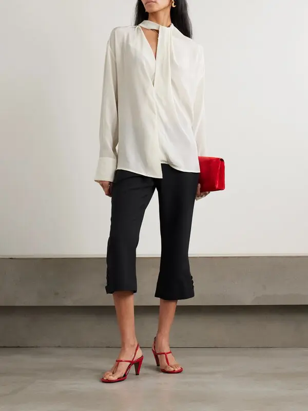 Victoria Beckham Asymmetric Draped Silk Blouse