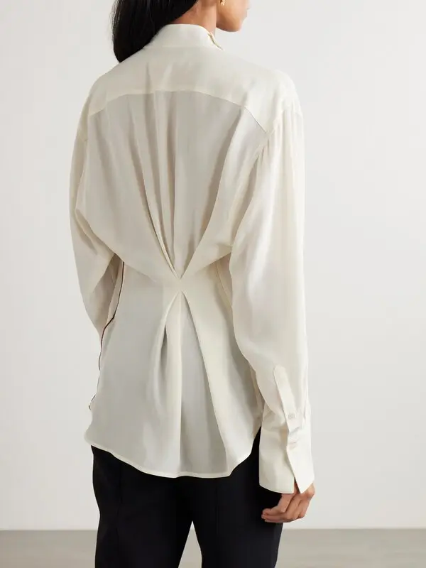 Victoria Beckham Asymmetric Draped Silk Blouse