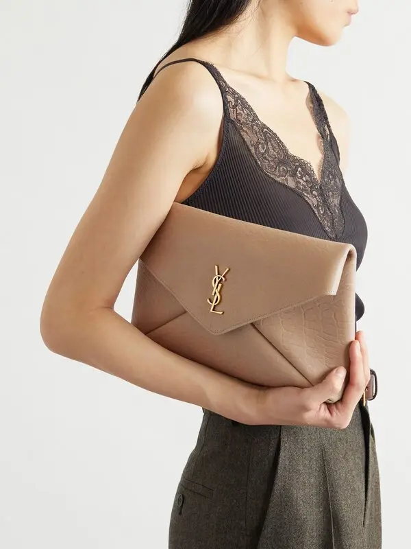 Saint Laurent Cassandre Large Clutch - Gray