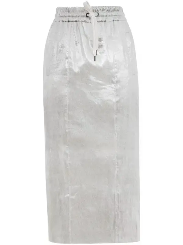 Brunello Cucinelli Metallic-finish Midi Skirt