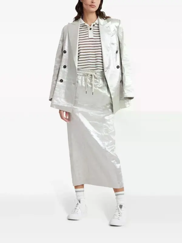 Brunello Cucinelli Metallic-finish Midi Skirt
