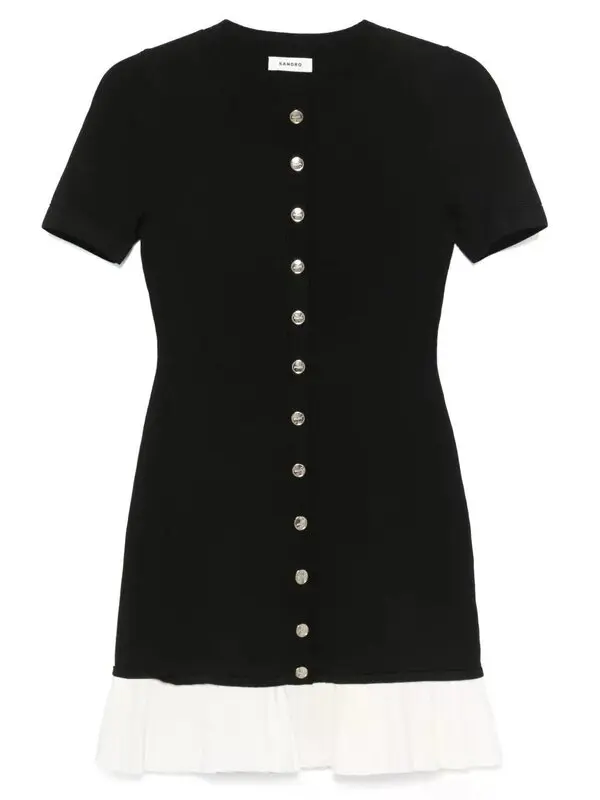 Sandro Pleated Mini Dress - Black