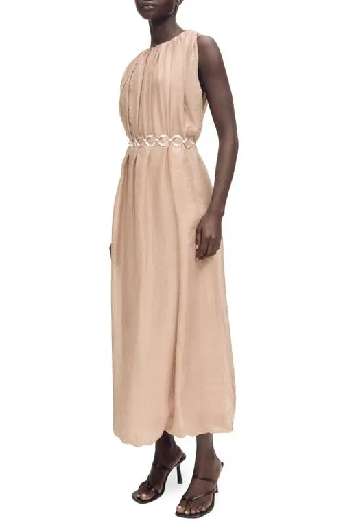 Mango Gathered Belted Maxi Dress
