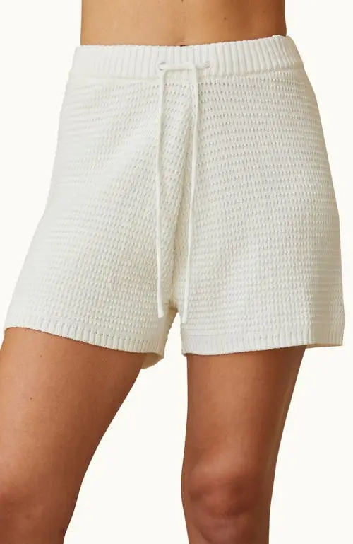 CRESCENT Drawstring Waffle Shorts - White