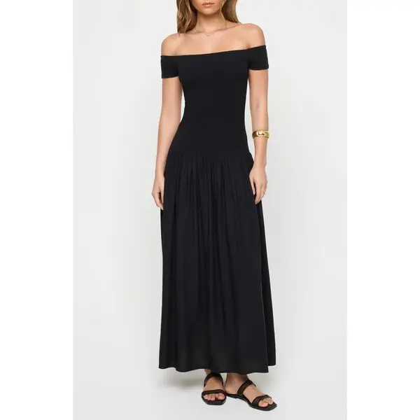 L*Space Going Steady Off The Shoulder Cover-up Dress - Black