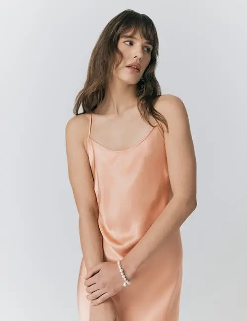 GHOST LONDON Kallie Satin Maxi Slip Dress - Peach