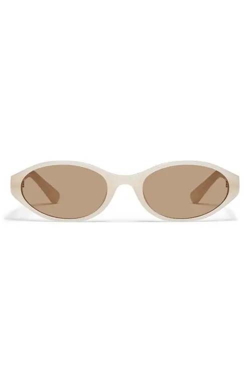 Quay Aura Points 55mm Oval Sunglasses - Bone/tan