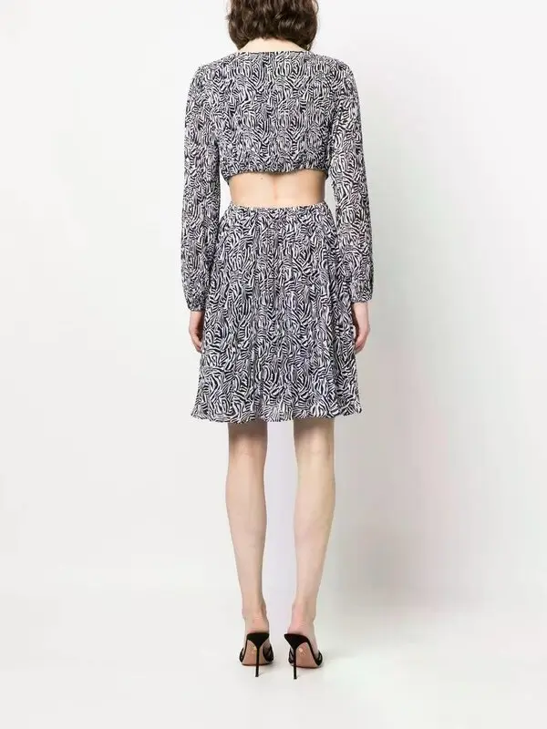 Michael Kors Pleated Zebra-print Mini Dress