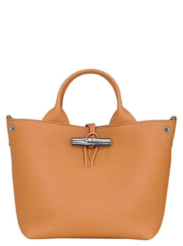 Longchamp Le Roseau Grained Leather Handbag - Beige