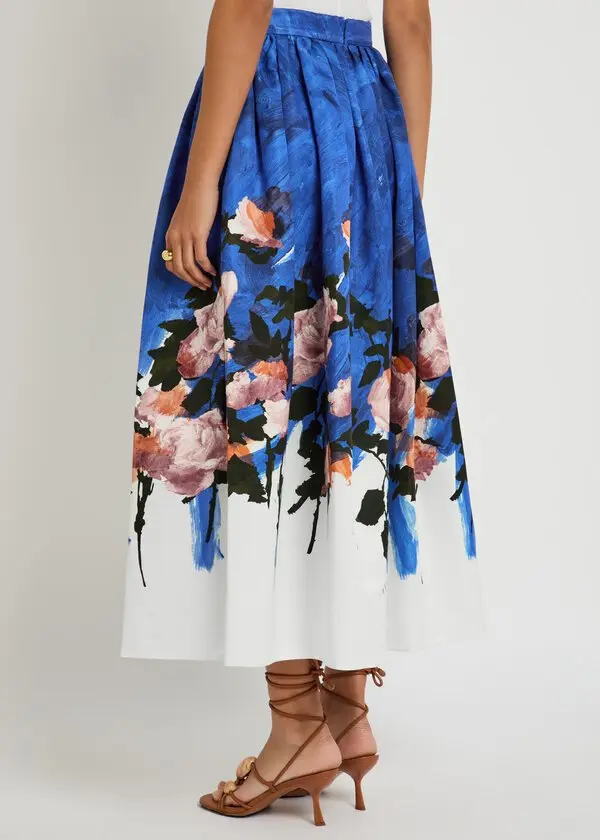 Erdem Printed Faille Midi Skirt