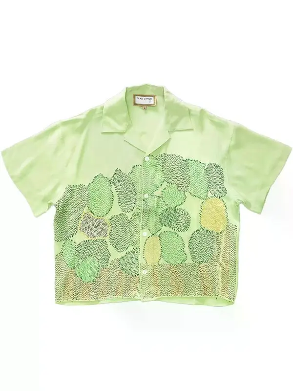 GLASS CYPRESS Trees On Silk Shirt